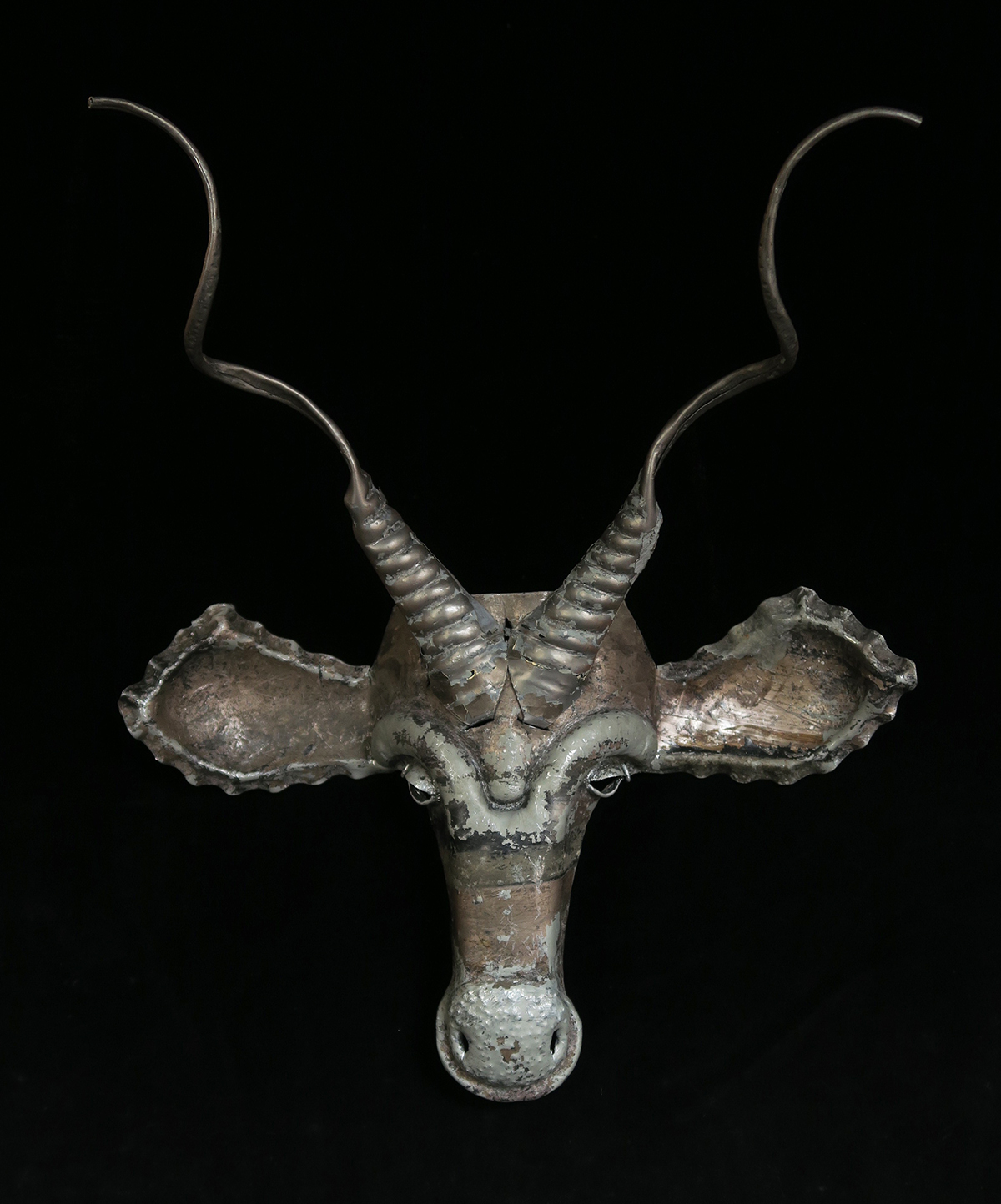 Recycled Steel Kudu Mask from Zimbabwe | Indigo Arts